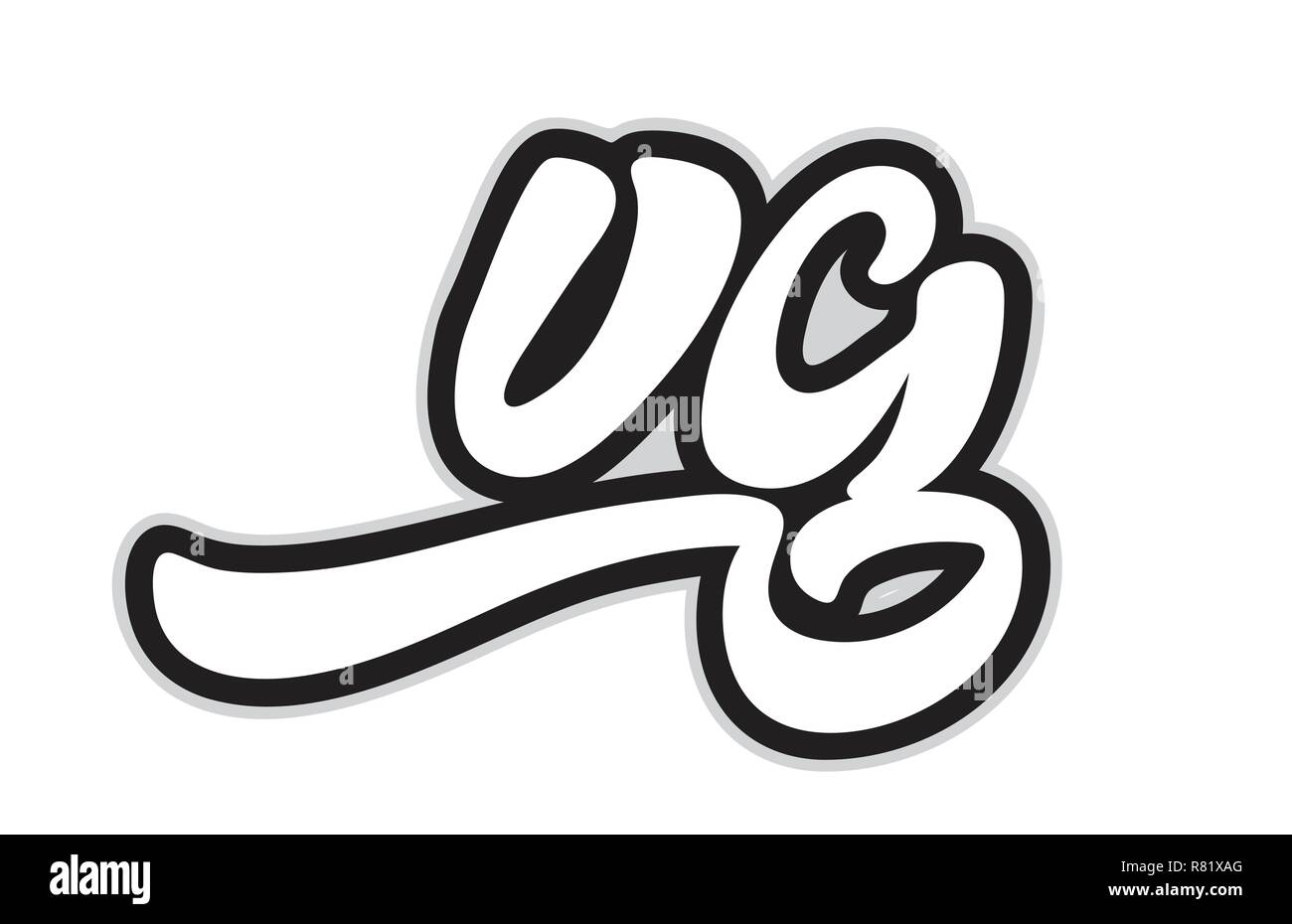 Design of black and white alphabet letter combination vg v g suitable ...