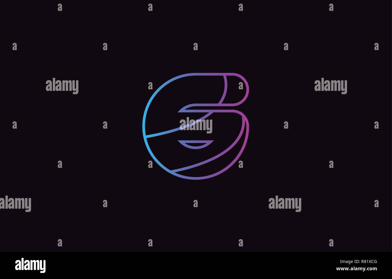 number 6 logo design blue and pink color suitable for a company or ...