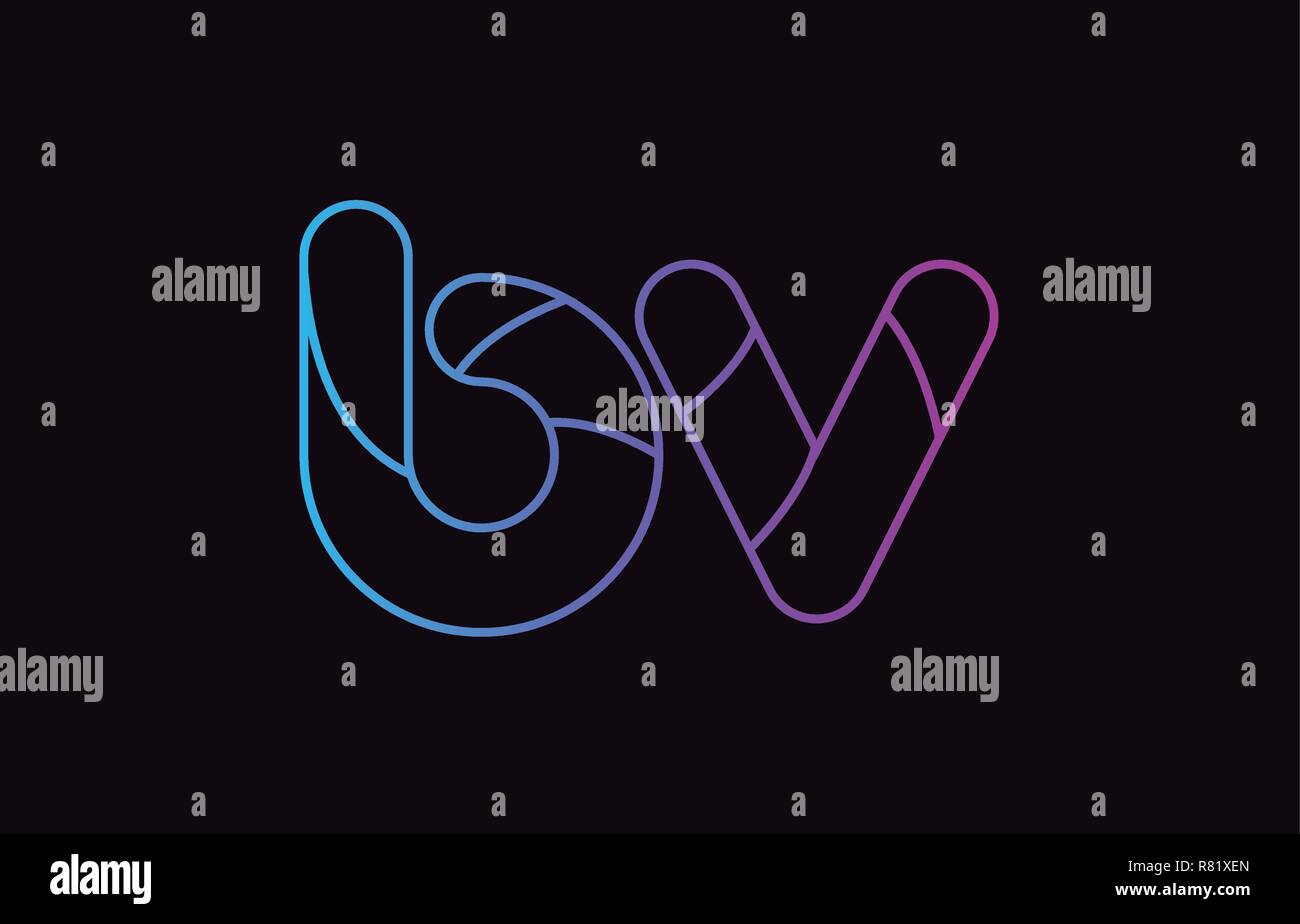 alphabet letter combination bv b v logo design blue and pink color ...