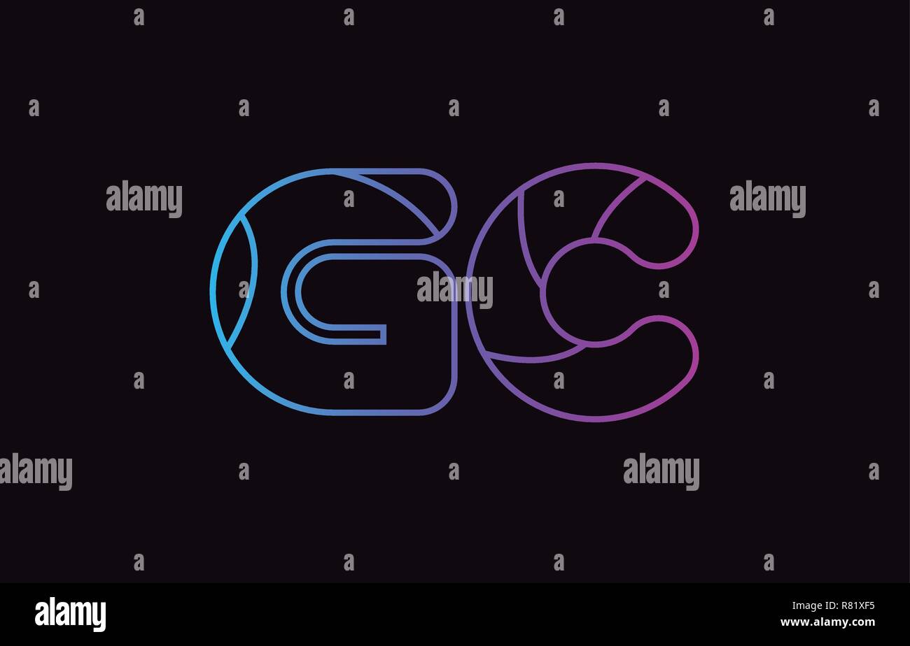 alphabet letter combination gc g c logo design blue and pink color ...