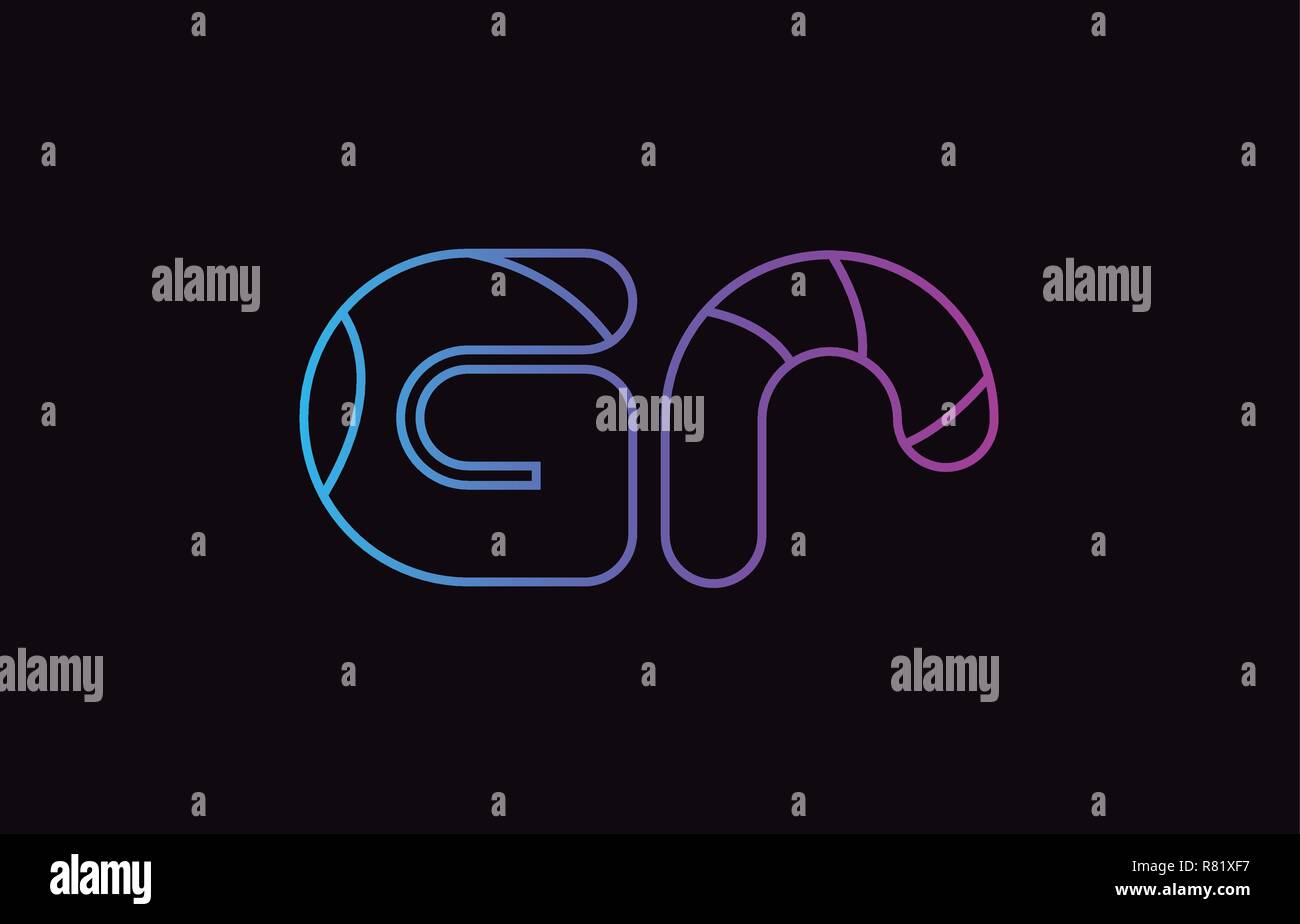 alphabet letter combination gr g r logo design blue and pink color ...