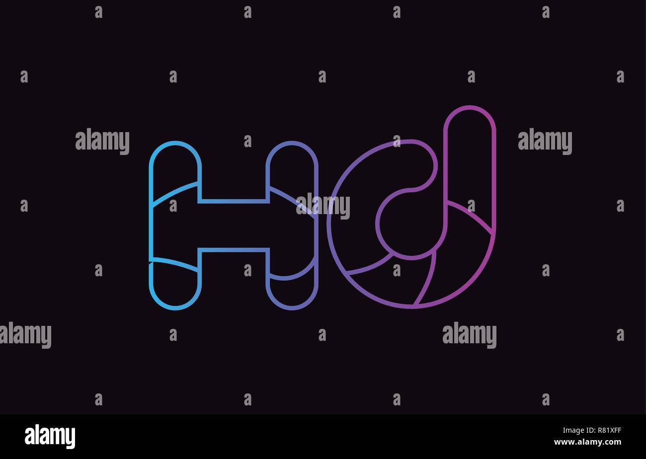 alphabet letter combination hd h d logo design blue and pink color ...