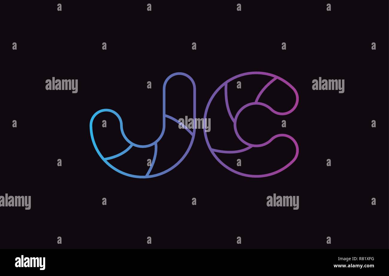 alphabet letter combination jc j c logo design blue and pink color ...