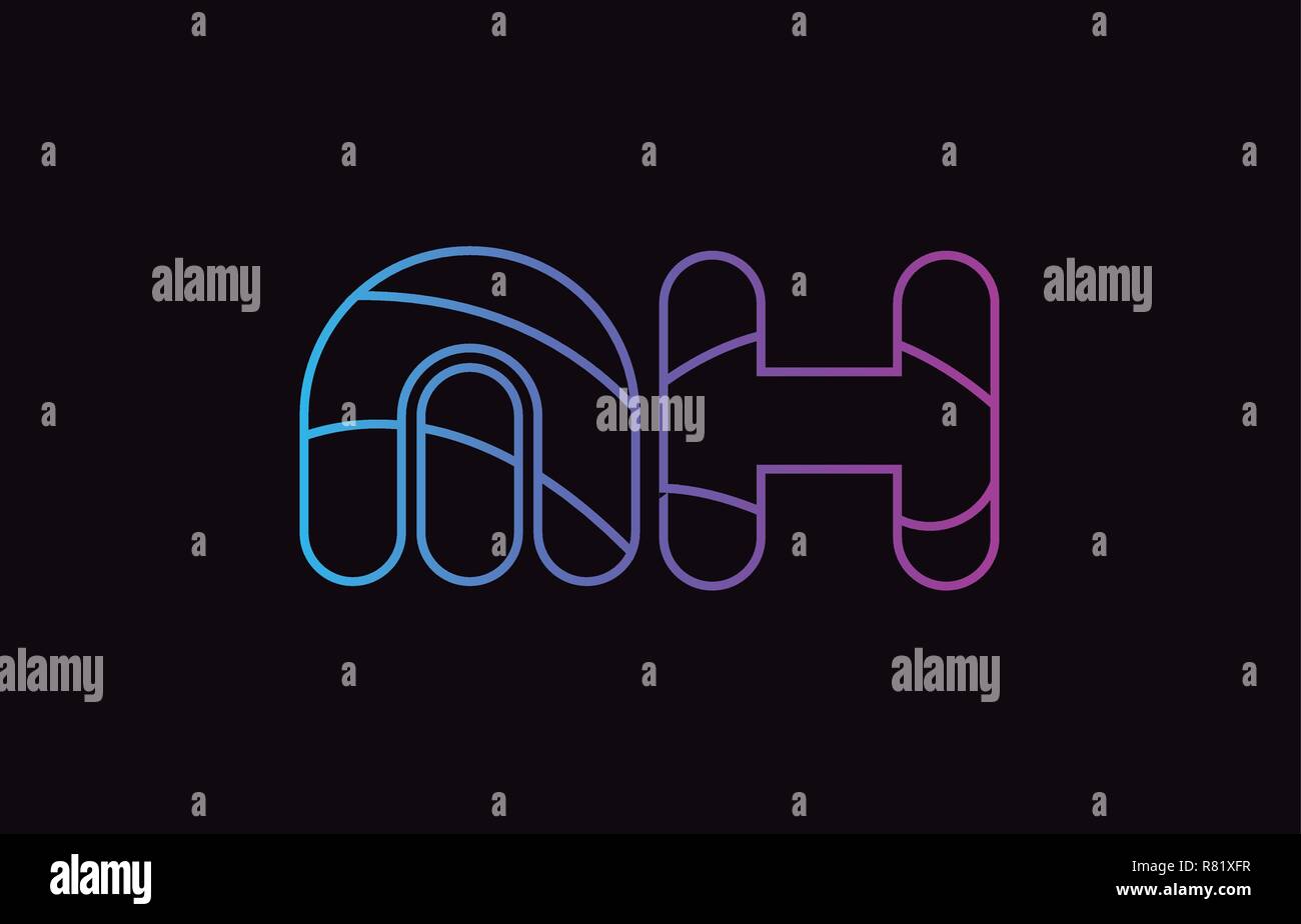 alphabet letter combination mh m h logo design blue and pink color ...