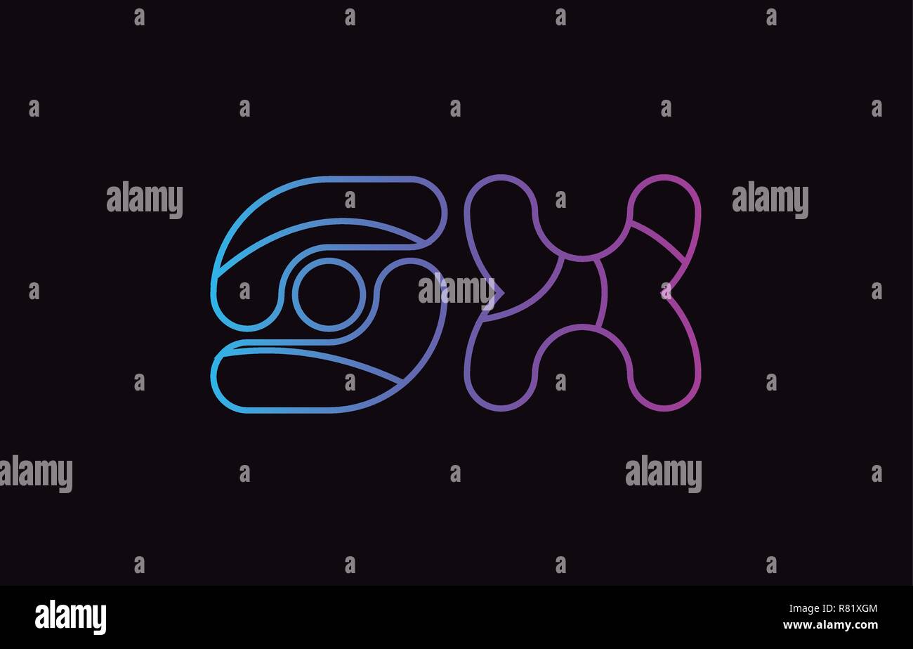alphabet letter combination sx s x logo design blue and pink color ...