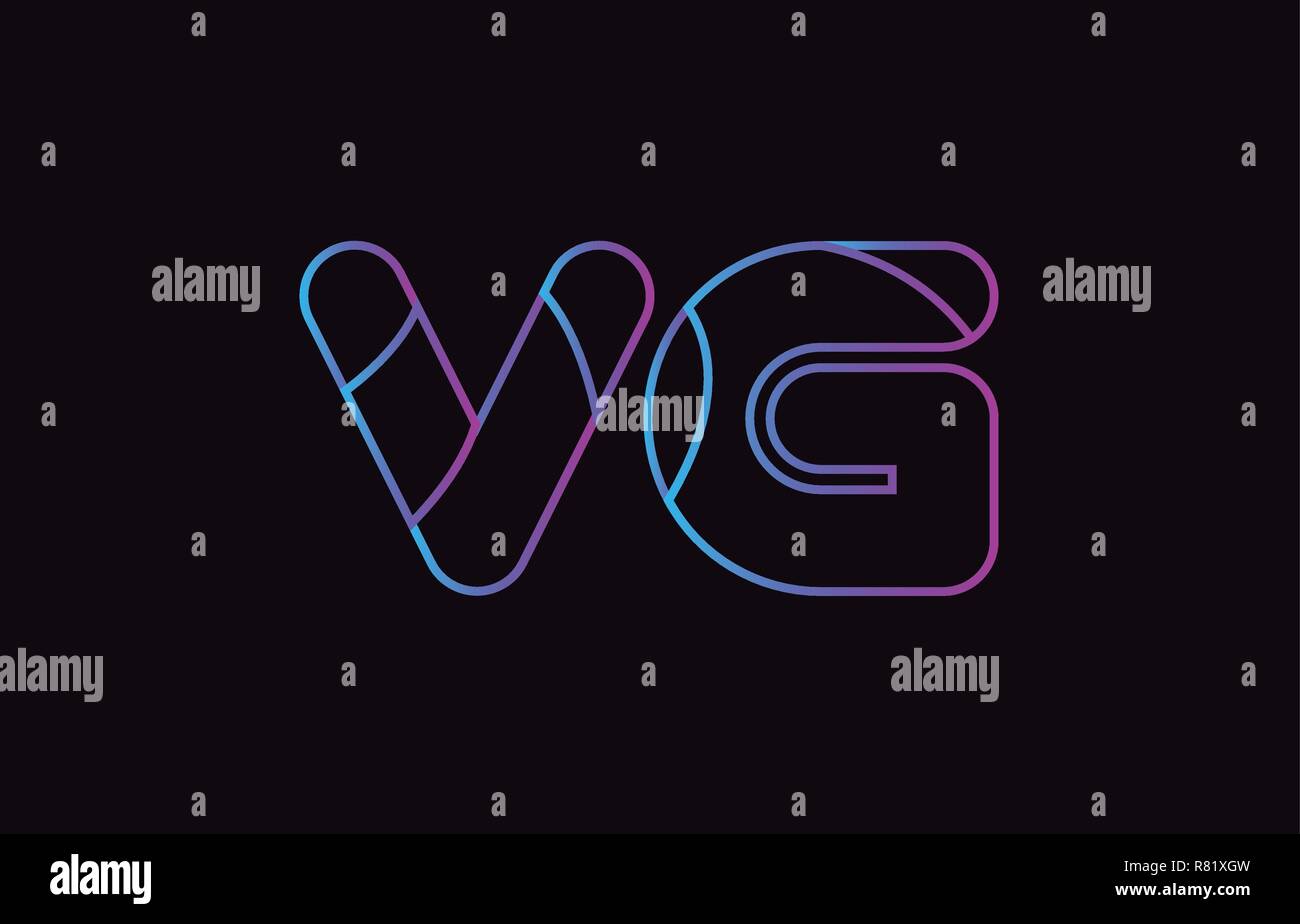 alphabet letter combination vg v g logo design blue and pink color ...
