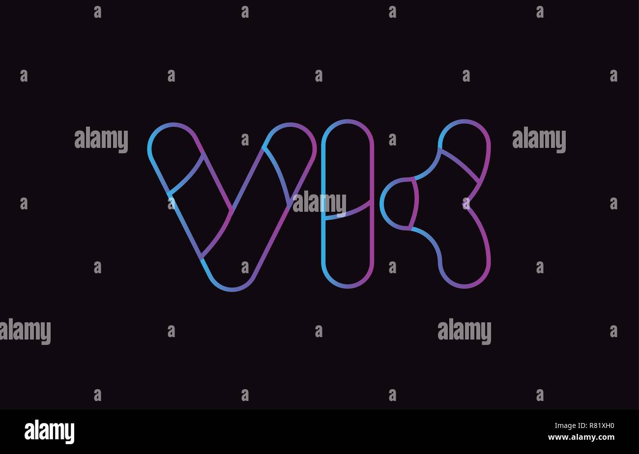 alphabet letter combination vk v k logo design blue and pink color ...