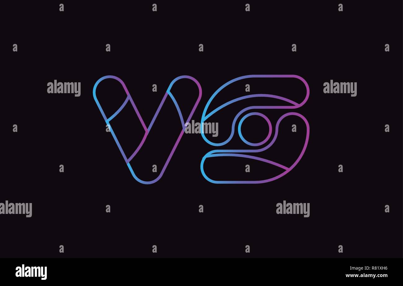 alphabet letter combination vs v s logo design blue and pink color ...