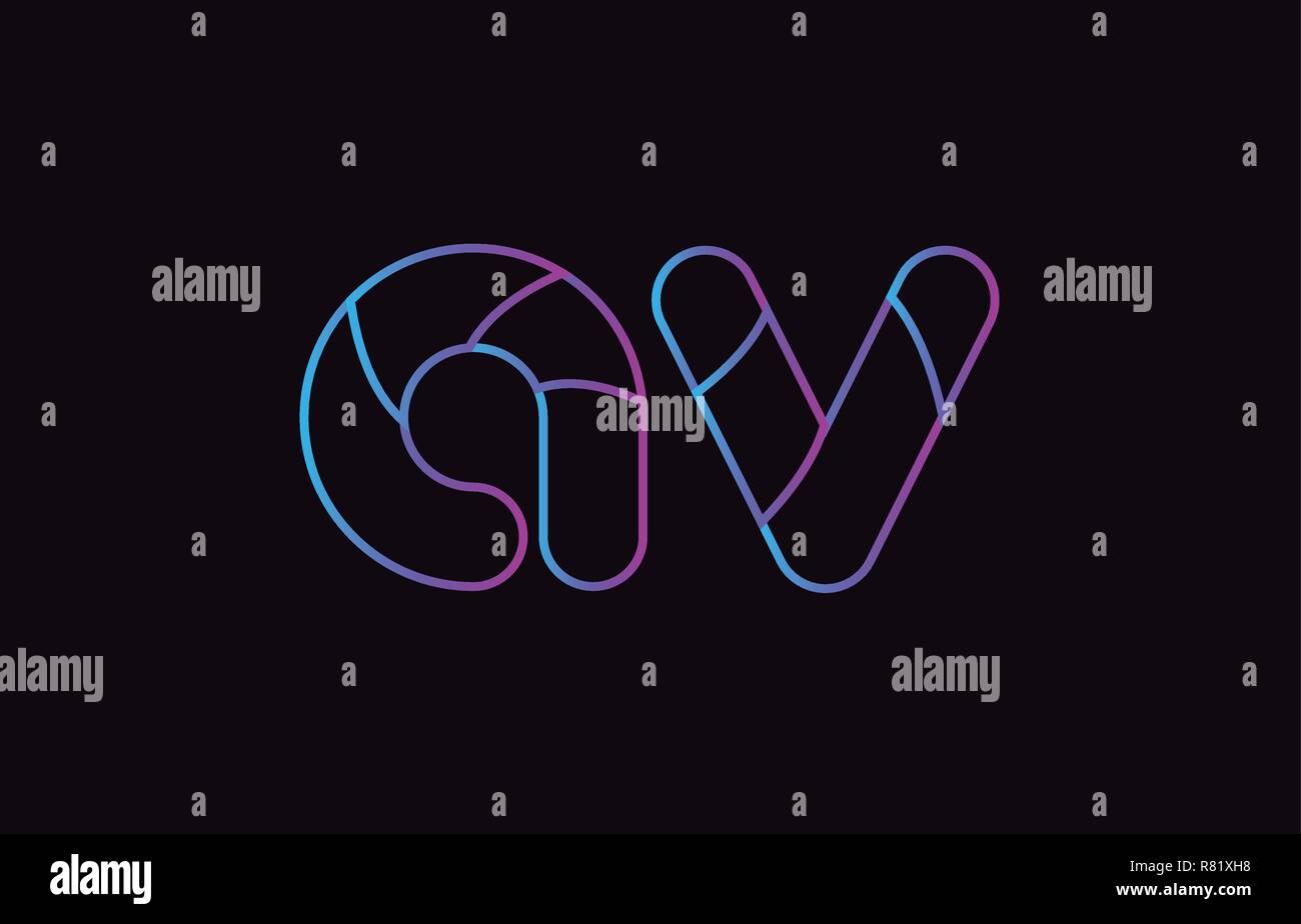 alphabet letter combination av a v logo design blue and pink color ...