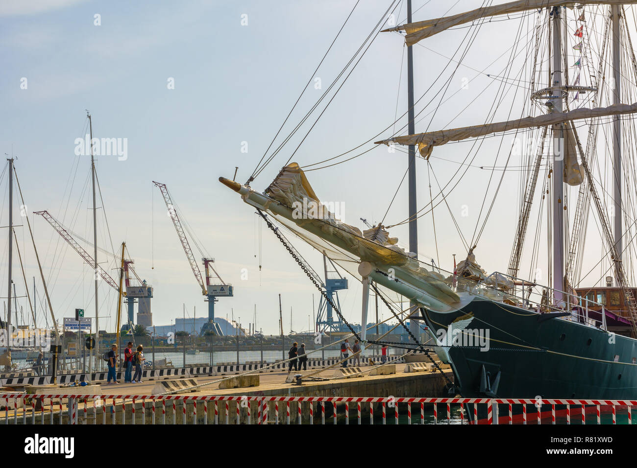 "Nave Italia" moored at the Port of Livorno. it is a brigantine, active ...