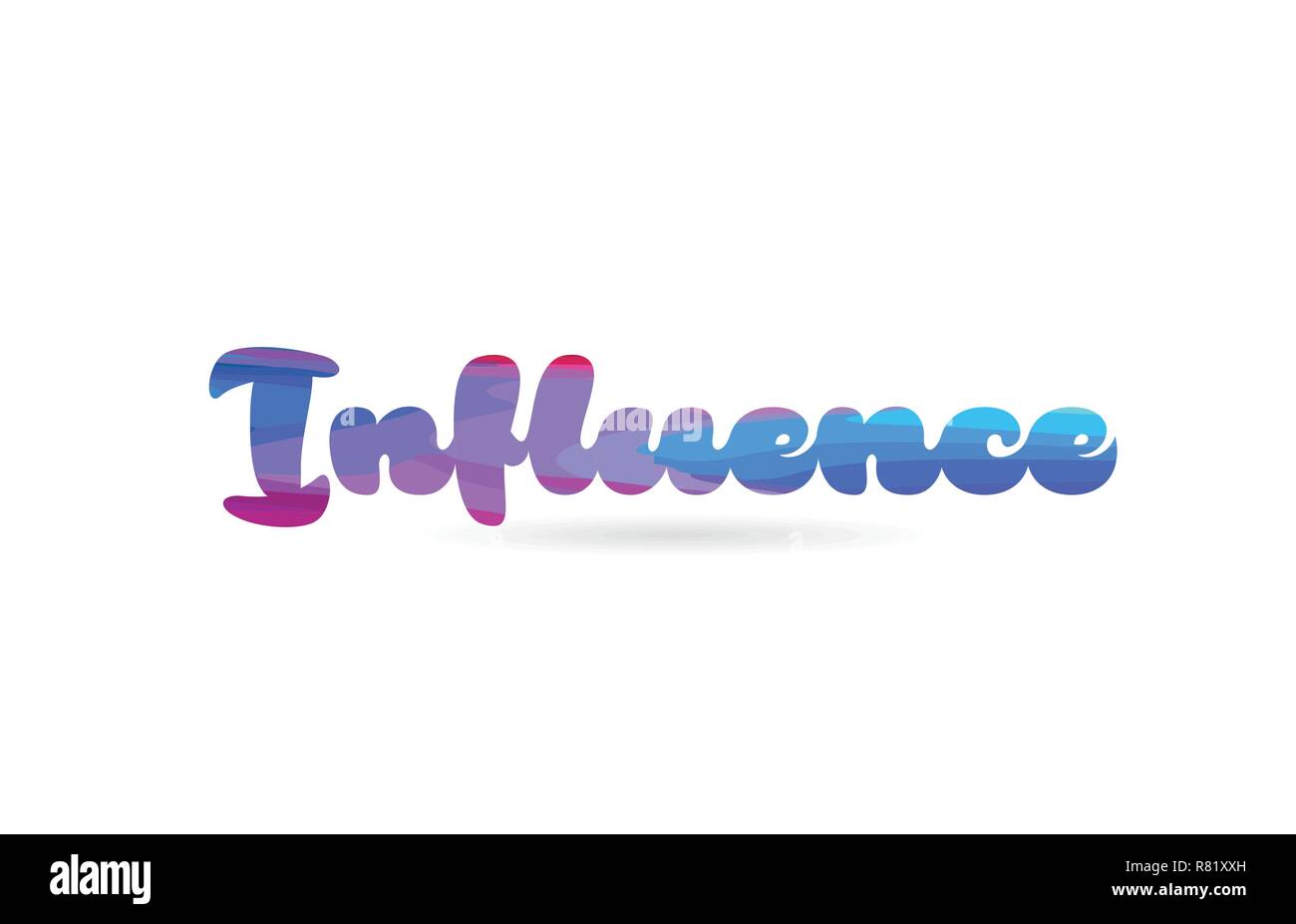 influence word with pink blue color suitable for card icon or ...