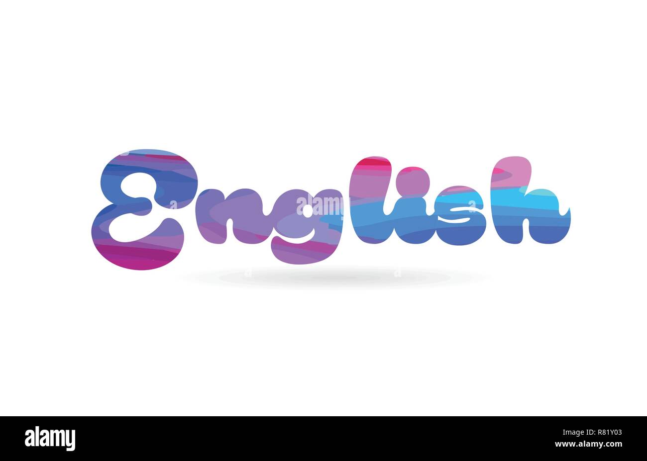 english word with pink blue color suitable for card icon or typography ...