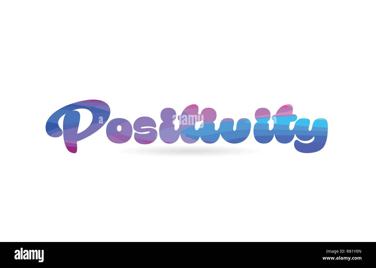 positivity word with pink blue color suitable for card icon or ...