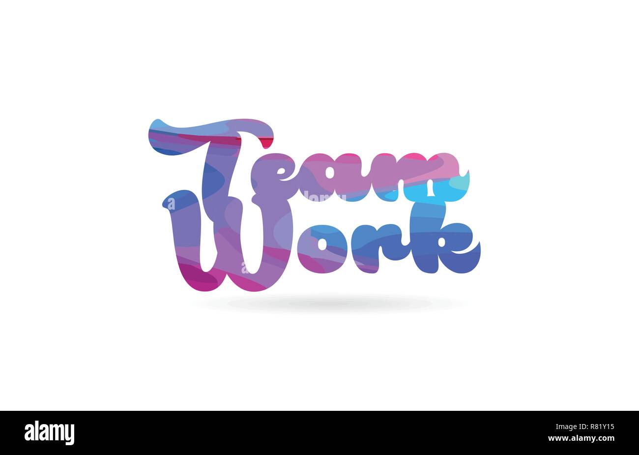 team work word with pink blue color suitable for card icon or ...