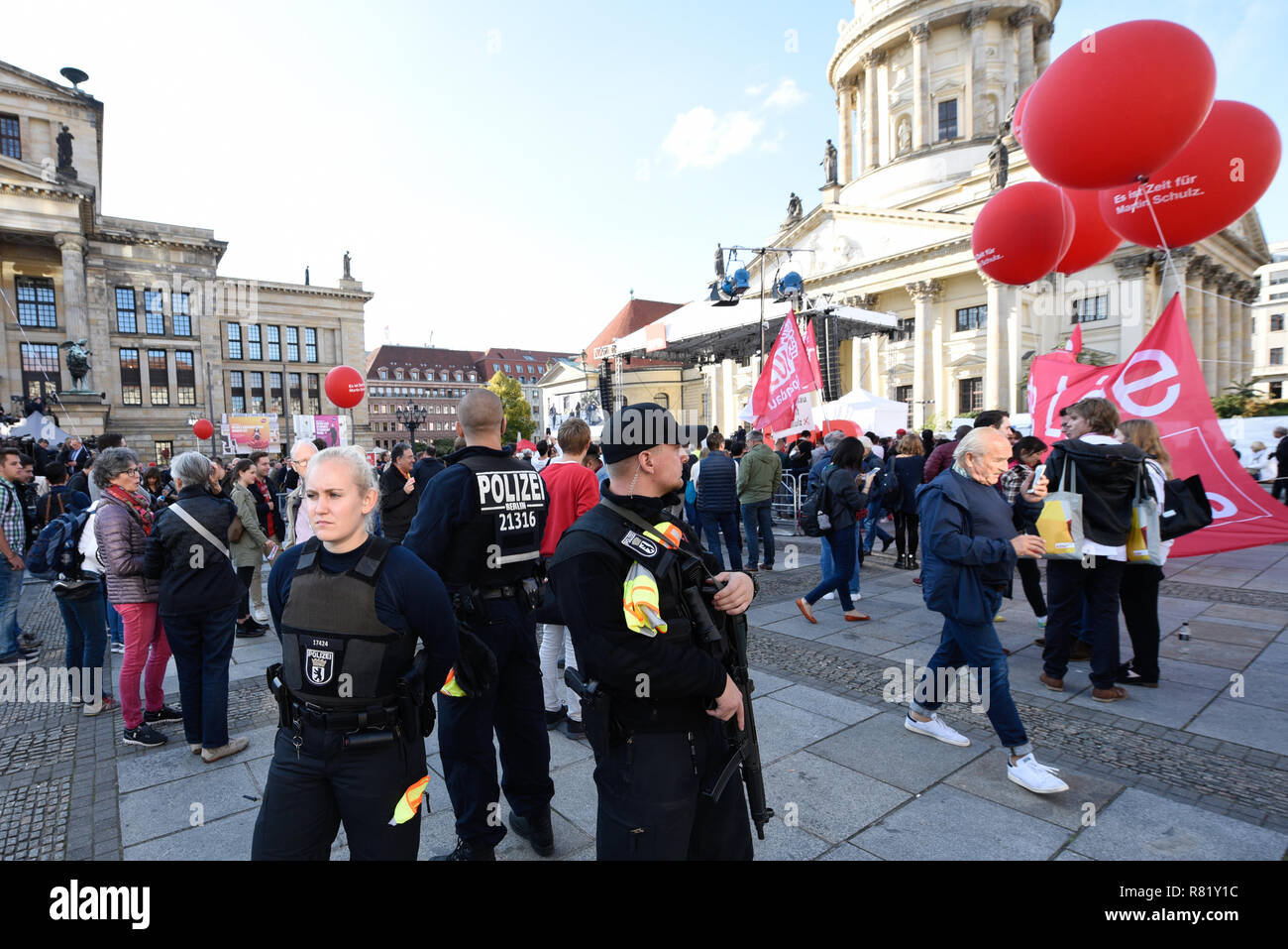 22 September 2017 SPD Election rally held at Gendarmenmarkt in Berlin ...