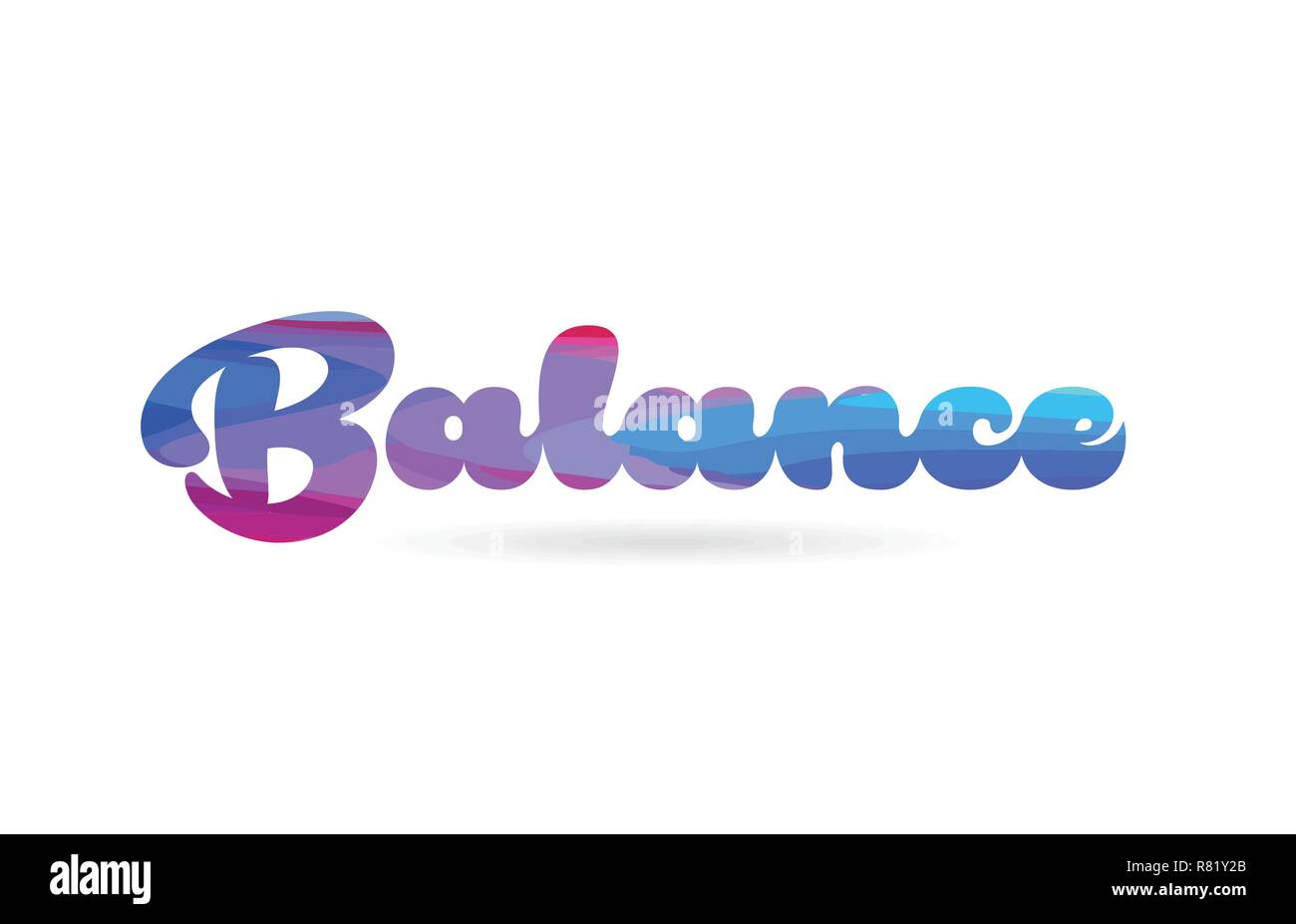 balance word with pink blue color suitable for card icon or typography ...