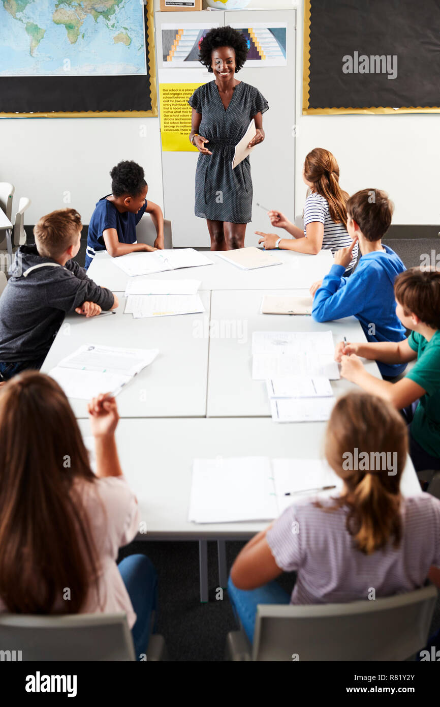 Female High School Tutor Standing By Table With Students Teaching ...