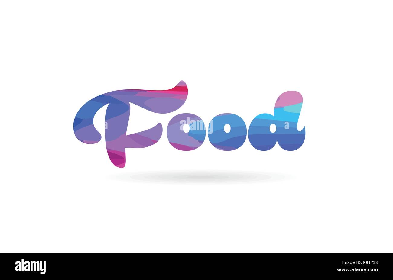 food word with pink blue color suitable for card icon or typography ...