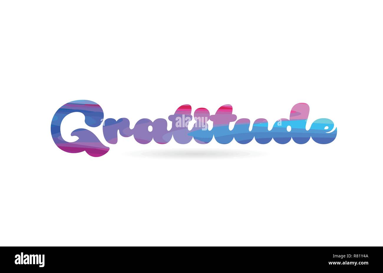 gratitude word with pink blue color suitable for card icon or ...