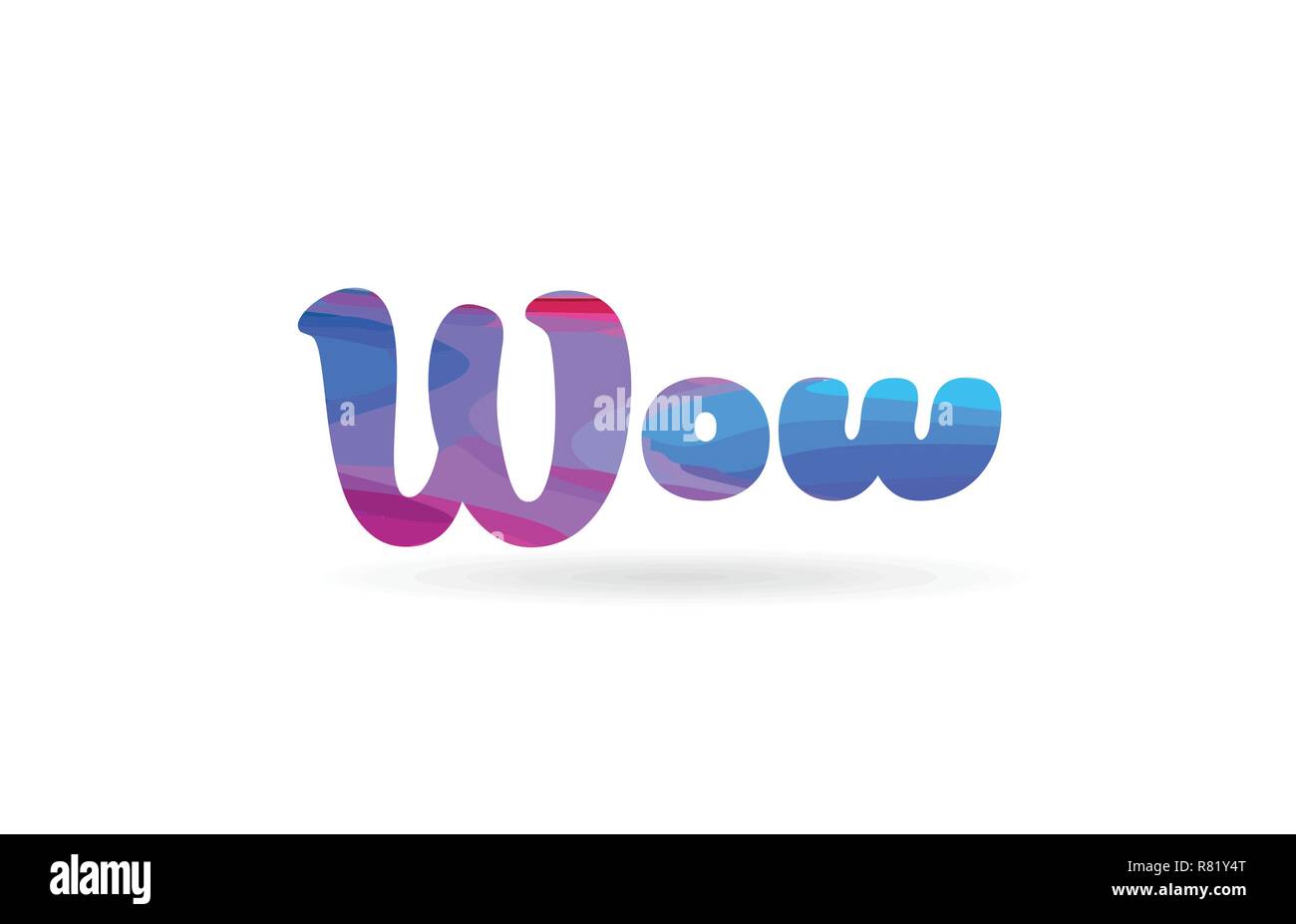 wow word with pink blue color suitable for card icon or typography logo ...