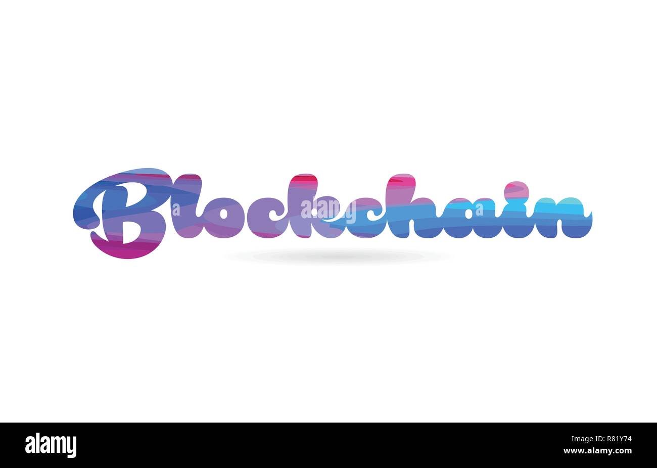 blockchain word with pink blue color suitable for card icon or ...