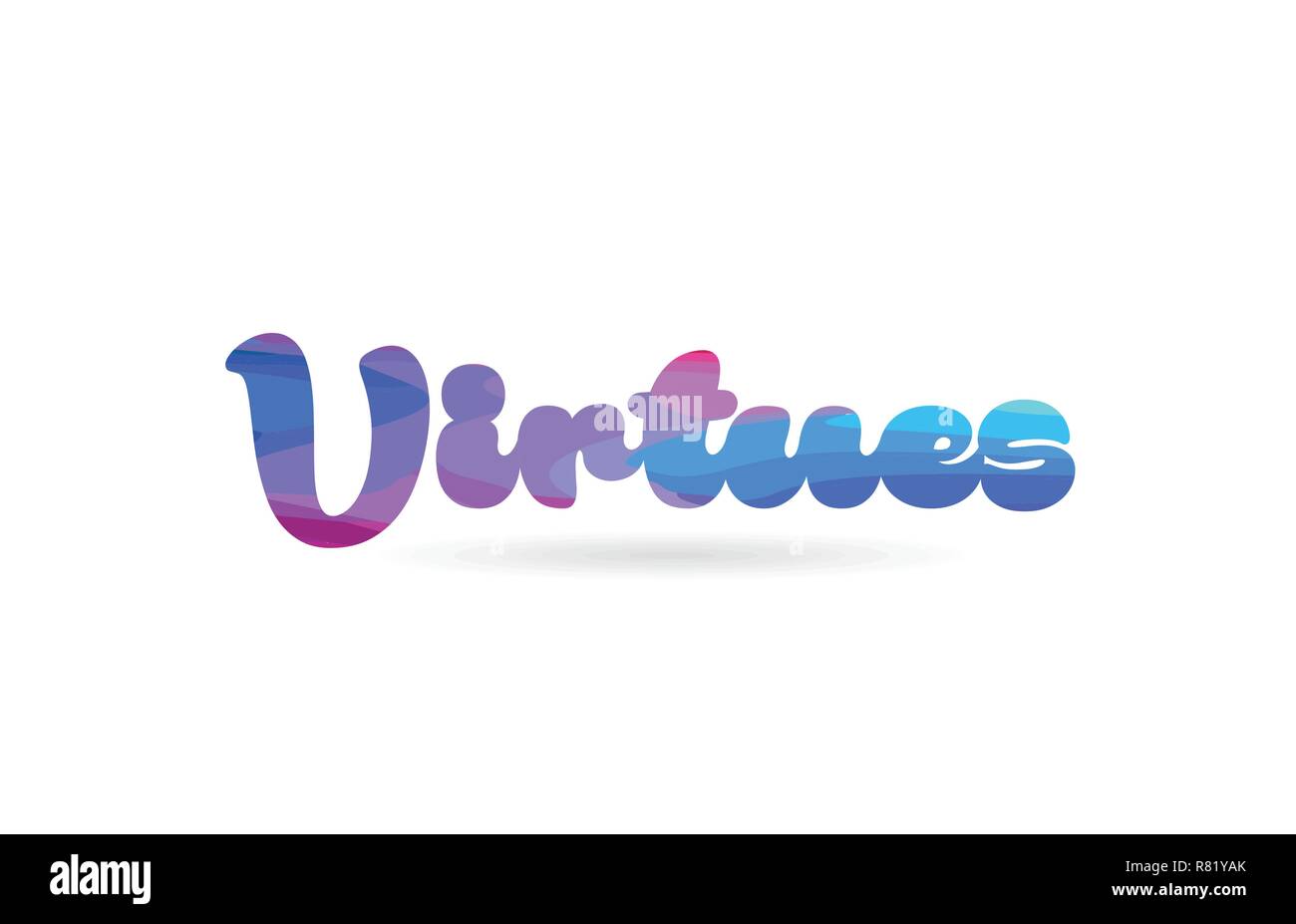 virtues word with pink blue color suitable for card icon or typography ...