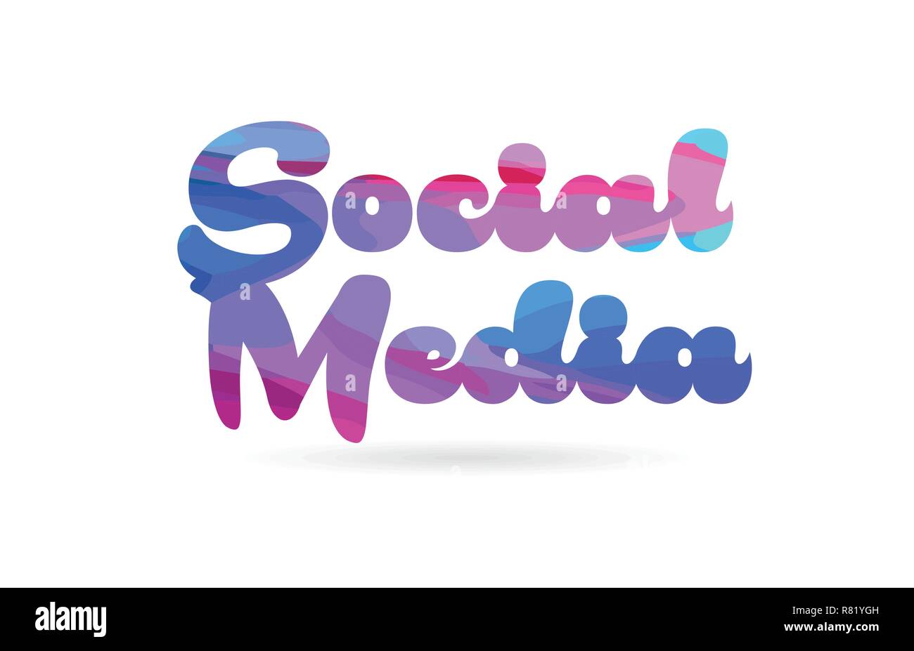 social media word with pink blue color suitable for card icon or ...