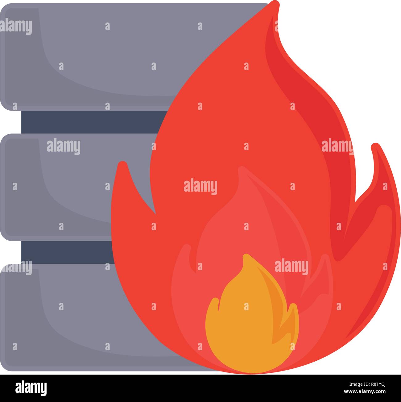 database server fire on white background vector illustration Stock ...