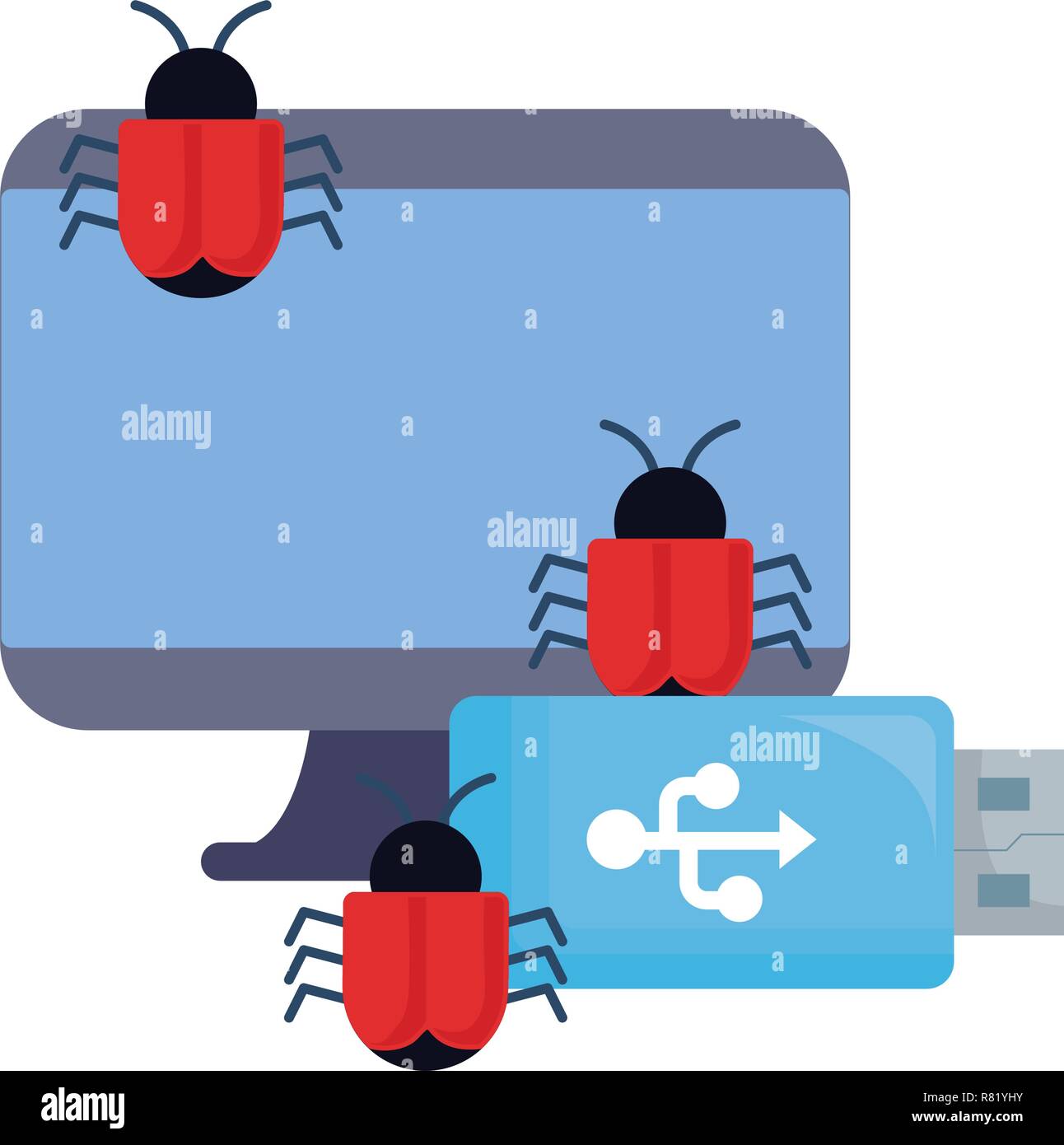 computer usb virus on white background vector illustration Stock Vector ...