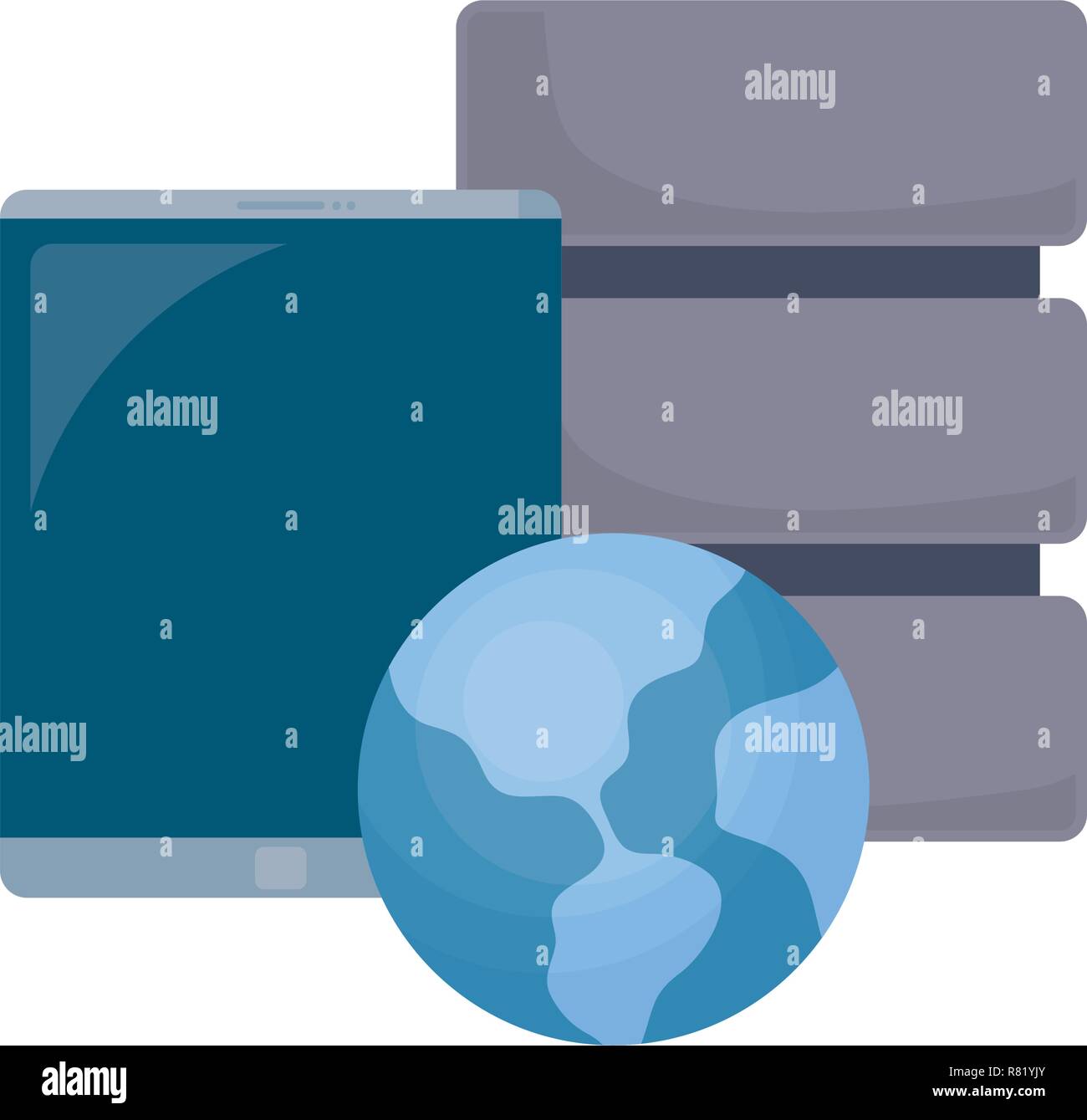 cellphone database world on white background vector illustration Stock ...