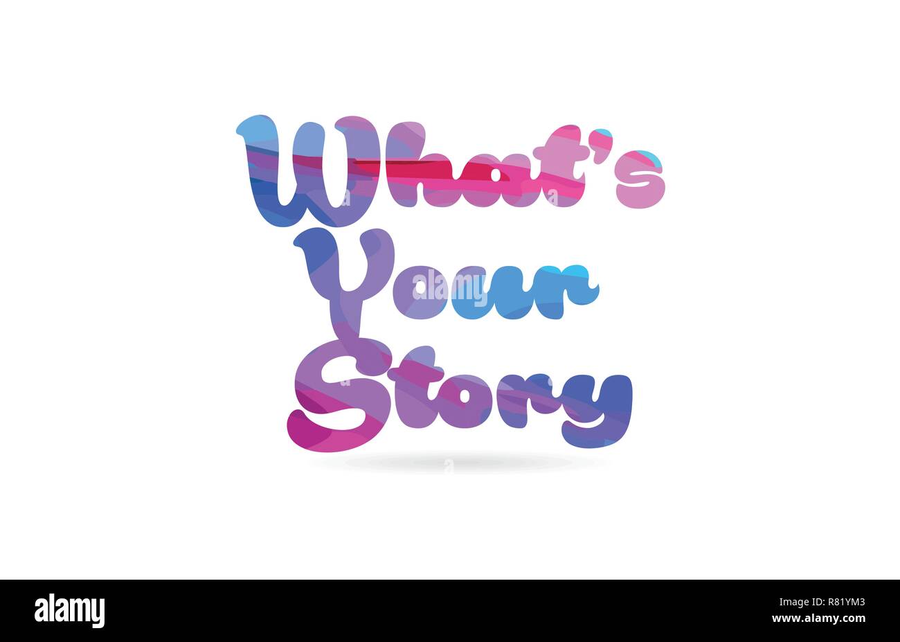 what’s your story word with pink blue color suitable for card icon or ...
