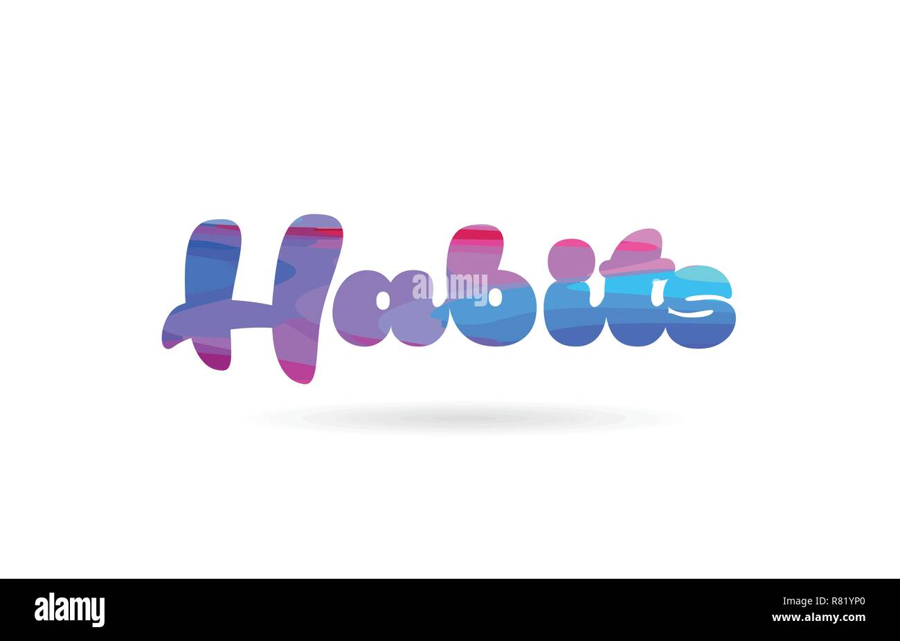 habits word with pink blue color suitable for card icon or typography ...