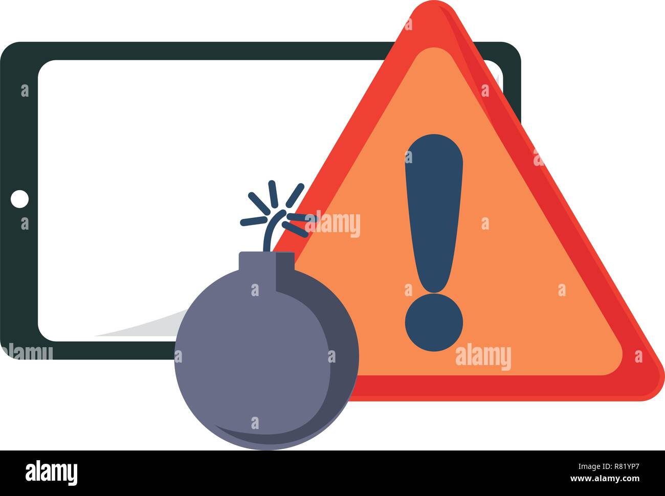 cellphone warning alert on white background vector illustration Stock ...
