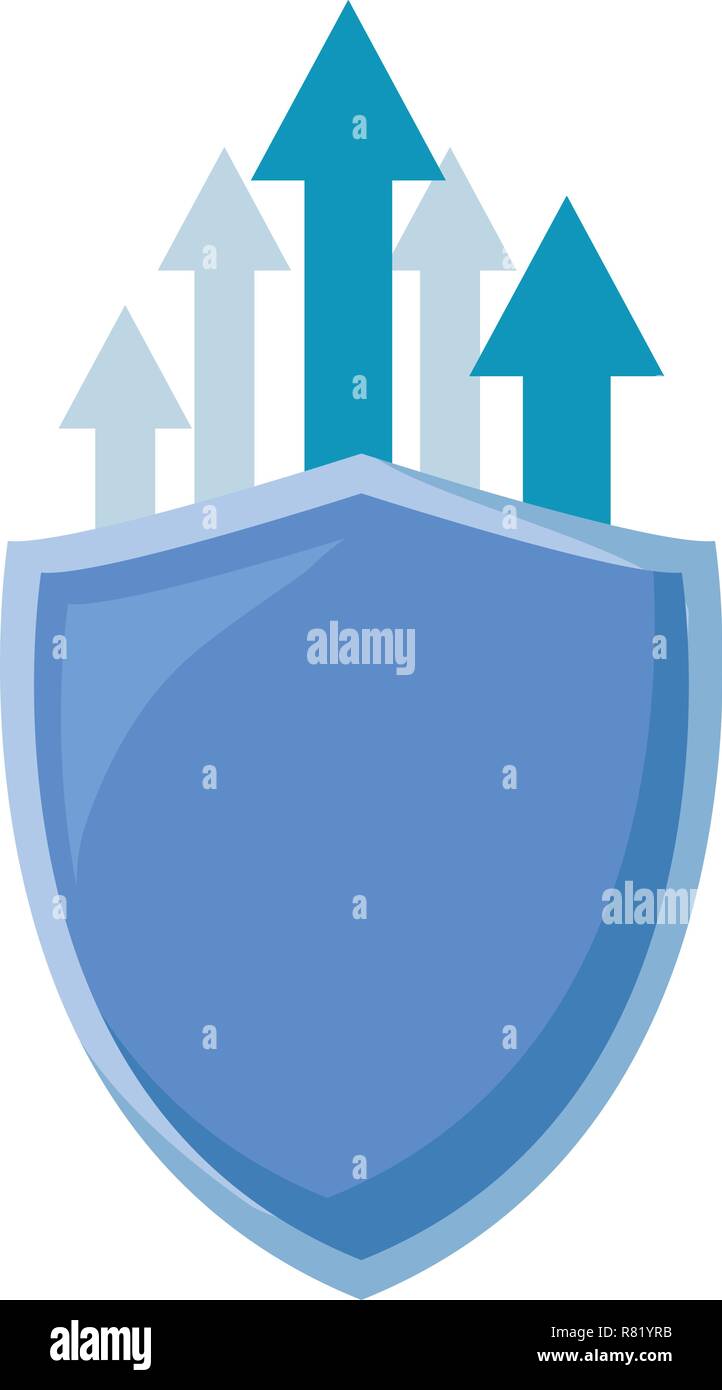 shield protection arrows on white background vector illustration Stock ...