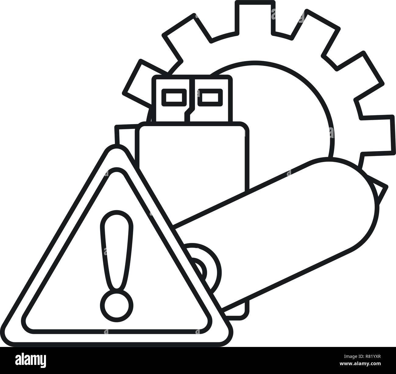 usb warning gear on white background vector illustration Stock Vector ...