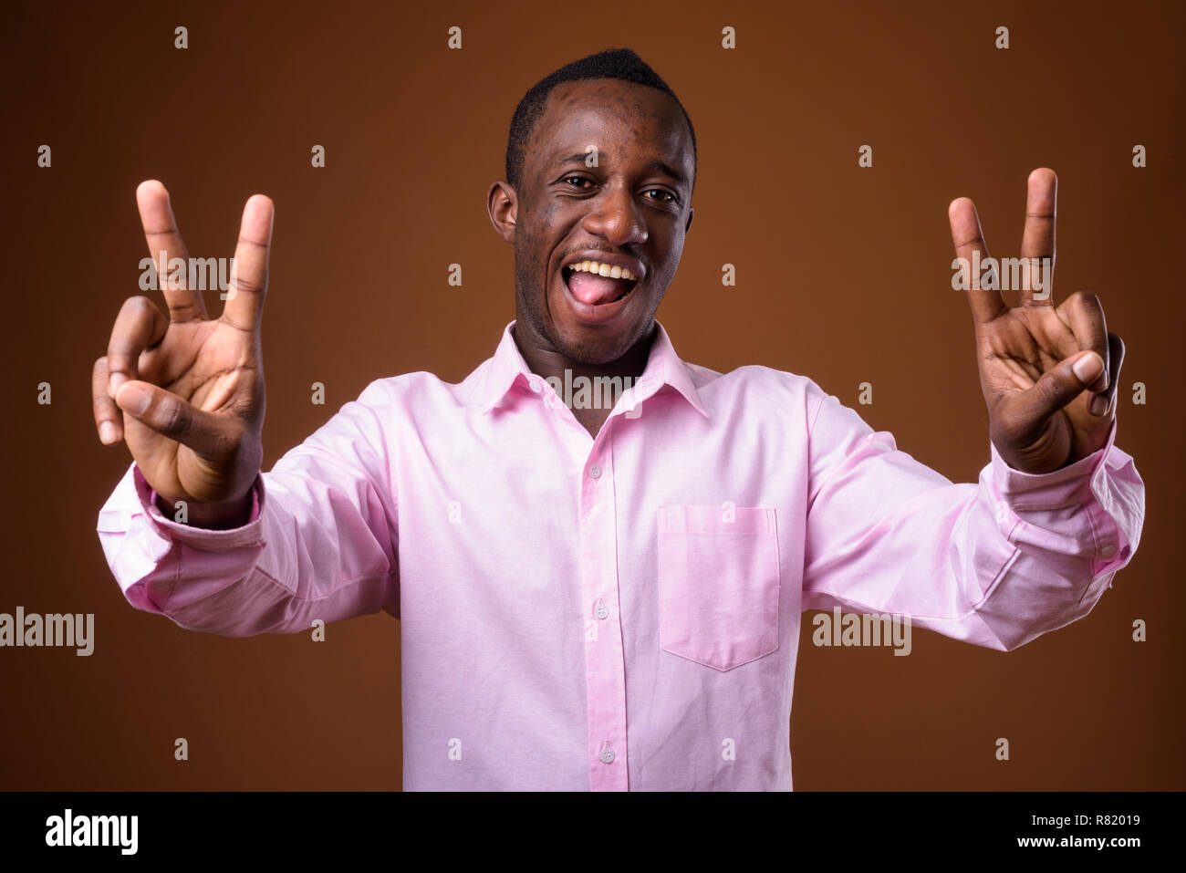 Peace cheerful african american businessman hi-res stock photography ...