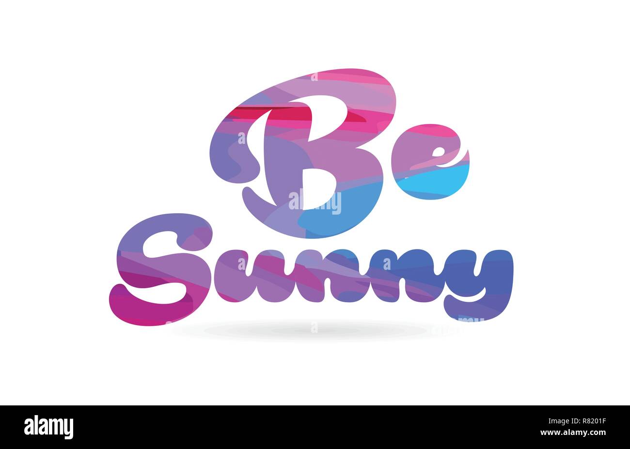 be sunny word with pink blue color suitable for card icon or typography ...