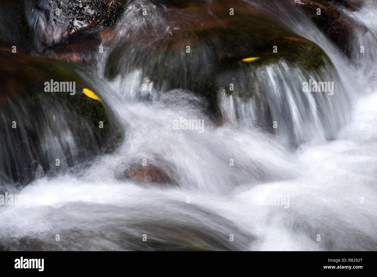 Water moving over river rocks at Glengarra Wood, Cahir, Tipperary Stock ...
