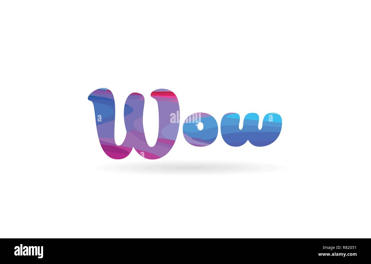 wow word with pink blue color suitable for card icon or typography logo ...