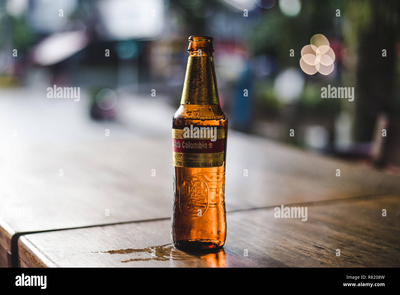 Brown bottle of Club Colombia, Colombia's premium beer brand - produced ...