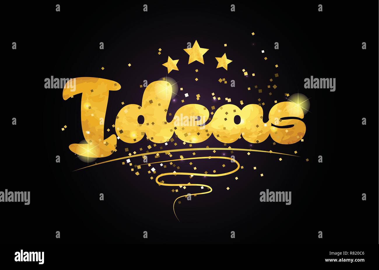 ideas word with star and golden color suitable for card icon or ...