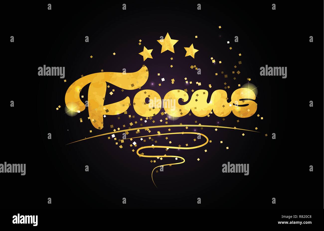 focus word with star and golden color suitable for card icon or ...