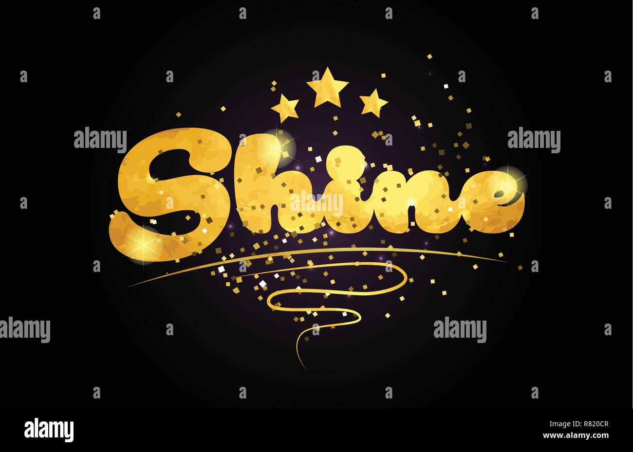 shine word with star and golden color suitable for card icon or ...