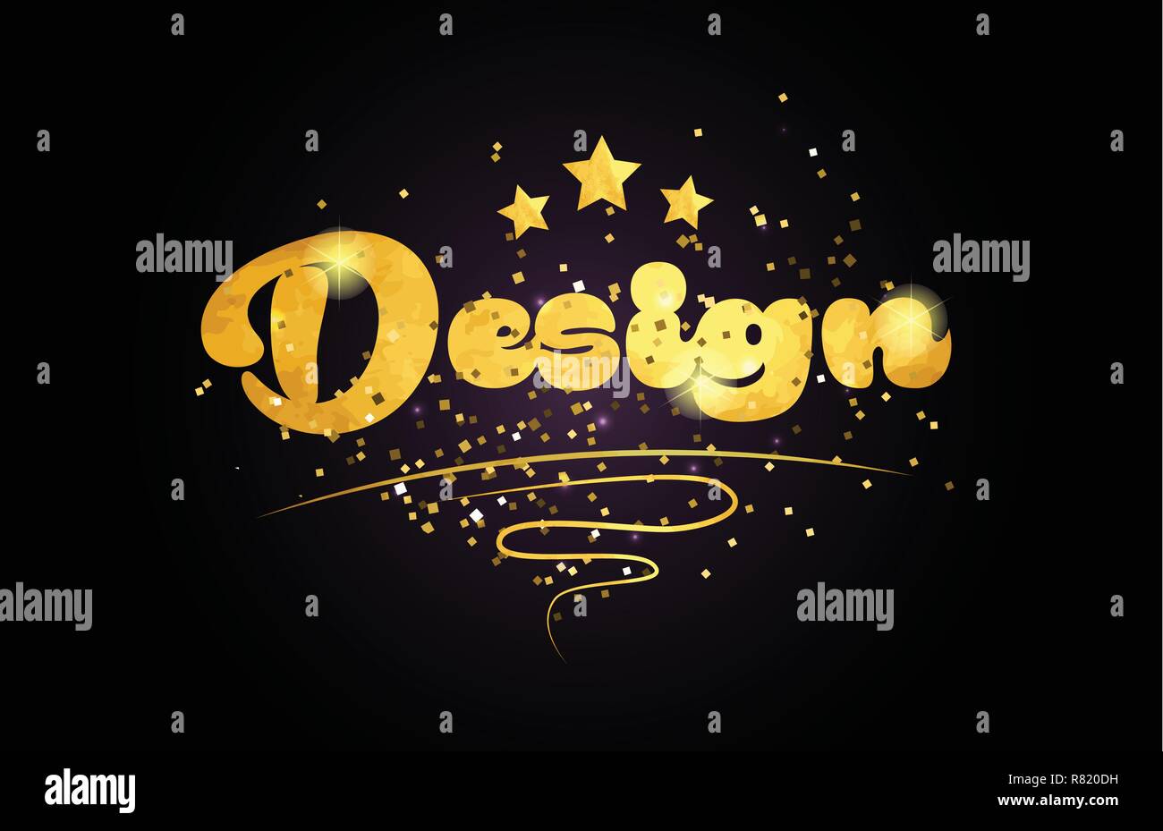 design word with star and golden color suitable for card icon or ...