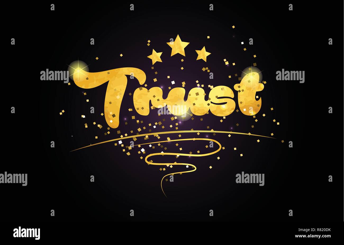 trust word with star and golden color suitable for card icon or ...