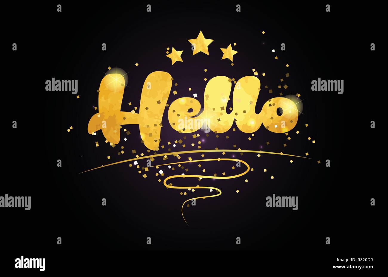 hello word with star and golden color suitable for card icon or ...