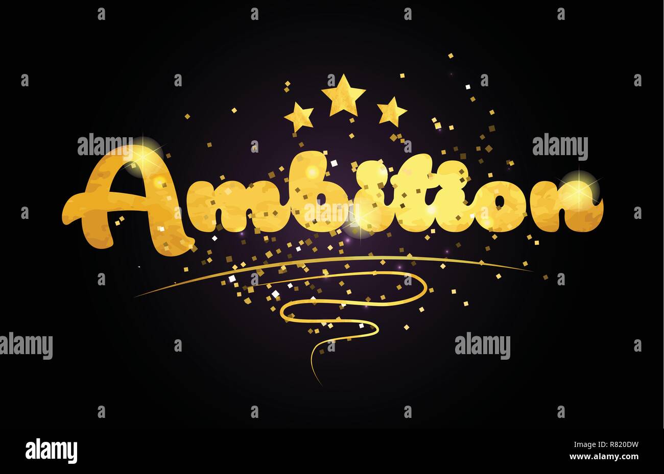ambition word with star and golden color suitable for card icon or ...