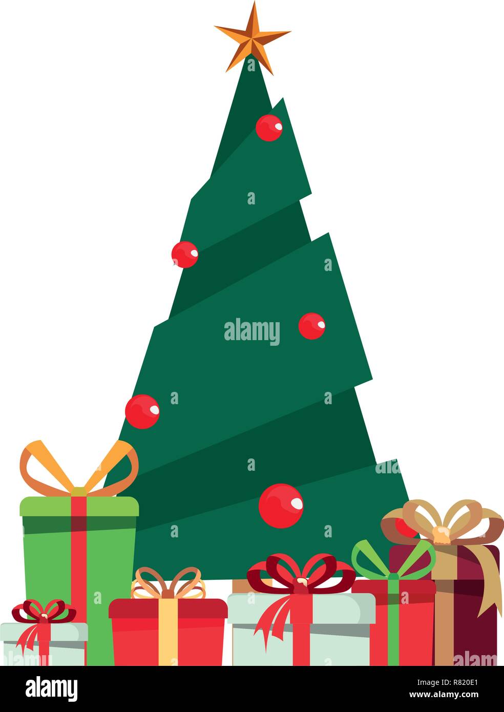 gift boxes surprise tree decoration on white background vector ...