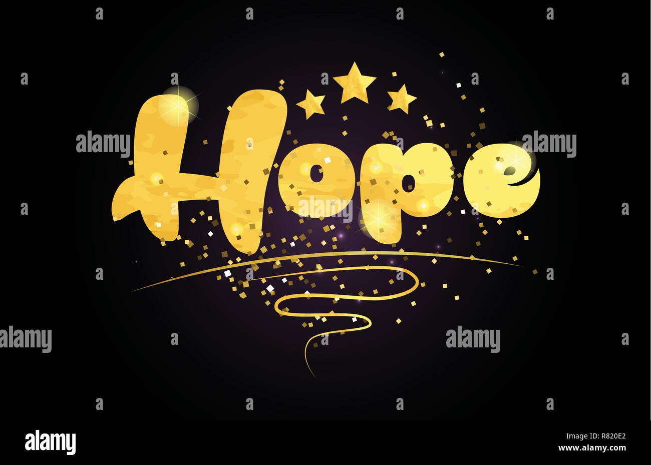 hope word with star and golden color suitable for card icon or ...
