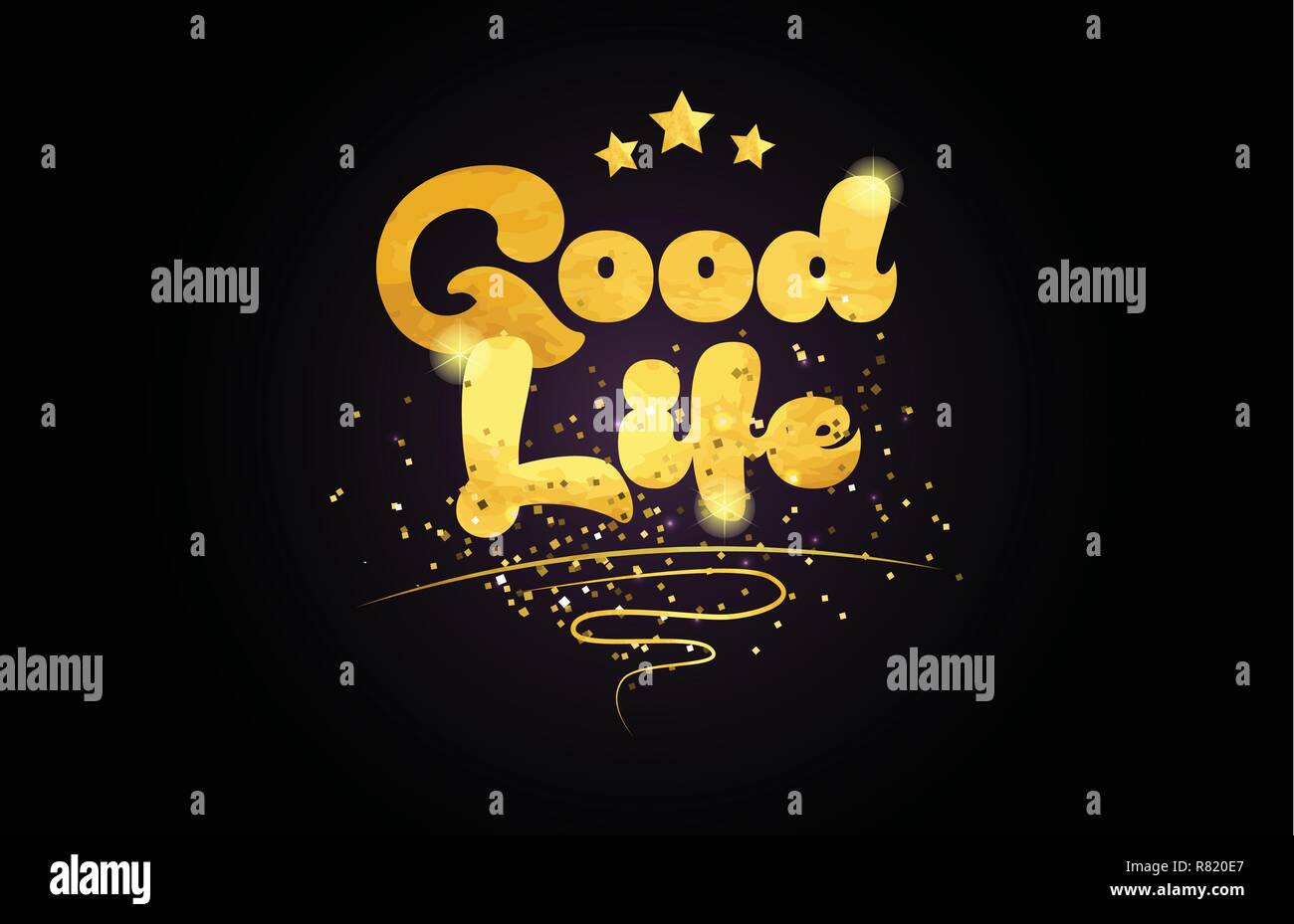 good life word with star and golden color suitable for card icon or ...